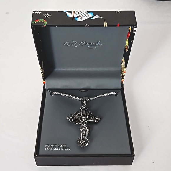 Ed Hardy | Accessories | Ed Hardy Nib Mens Cross Pendant Wchain | Poshmark